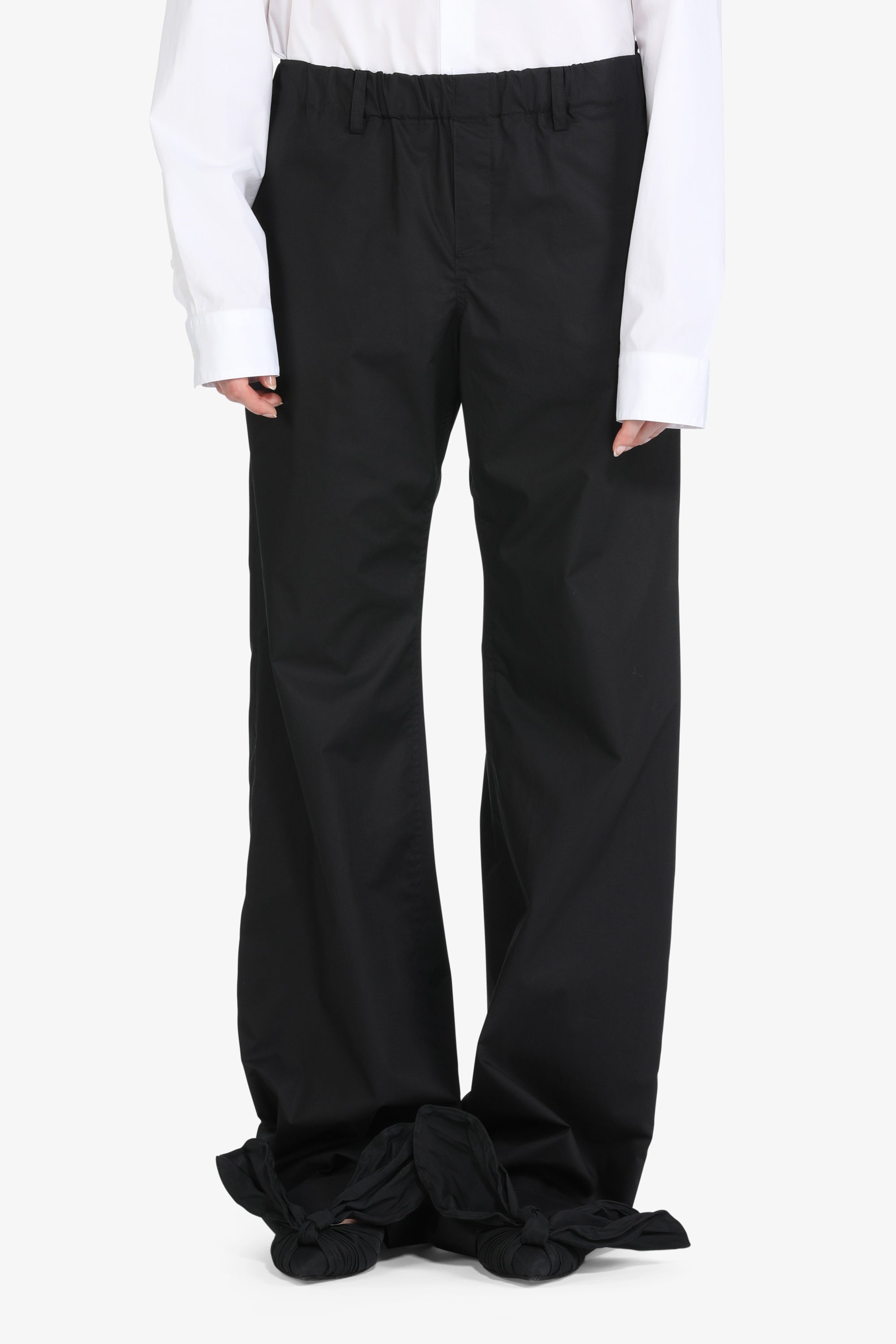 Wide-Leg Cotton Trousers Optic White | N21
